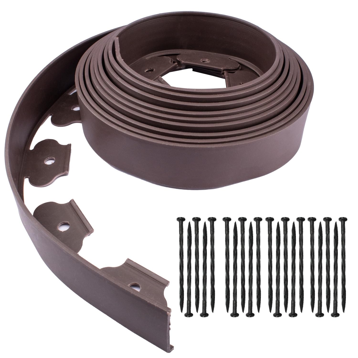 Garden Edging Border No Dig 20Ft Decorative Lawn Edging Brown with ...