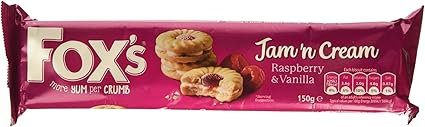 Fox's Jam 'N Cream Raspberry & Vanilla Biscuit, 150g: Amazon.co.uk ...