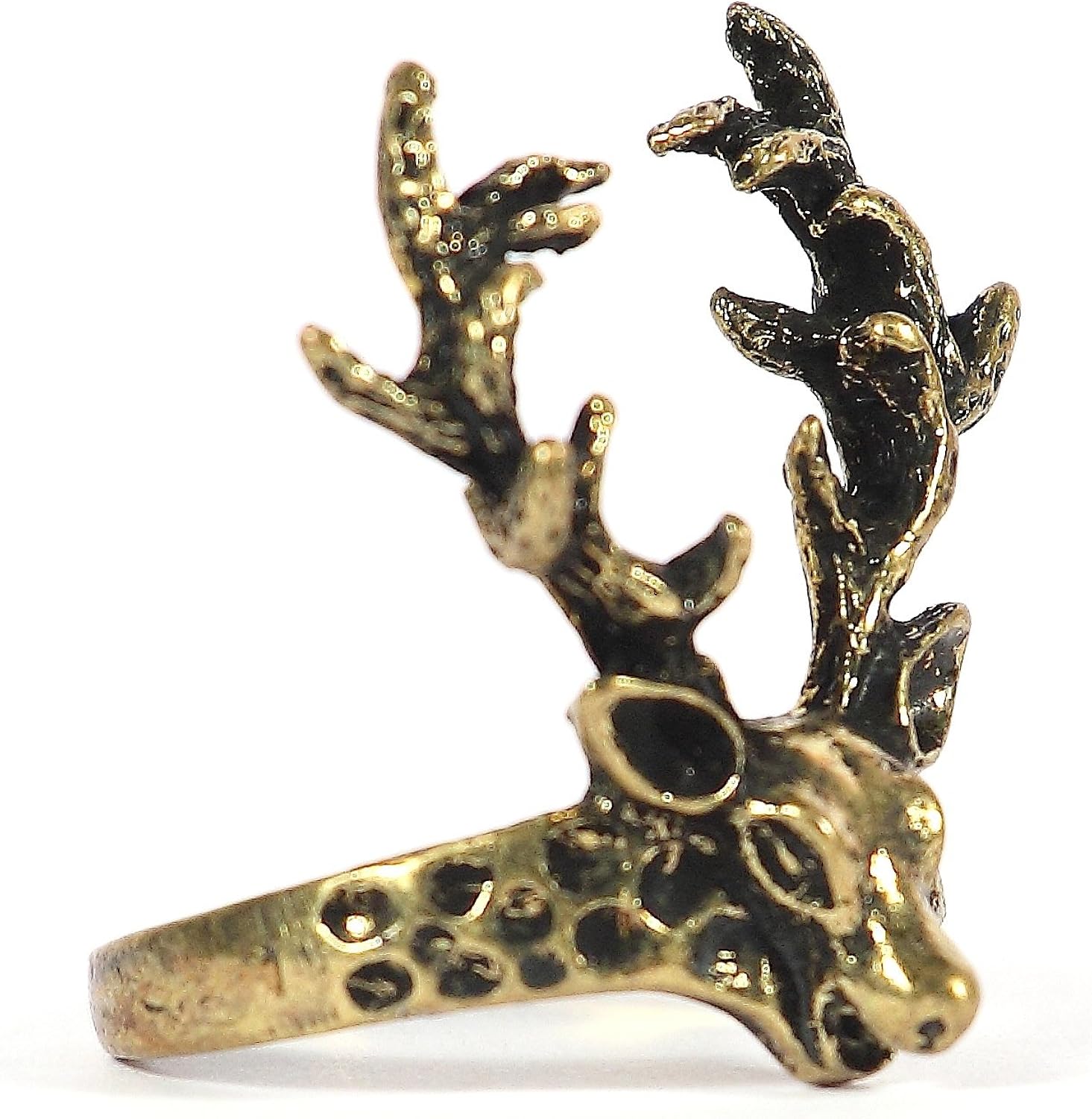 Amazon.com: Magic Metal Deer Ring Size 6.5 Gold Tone Reindeer Stag ...