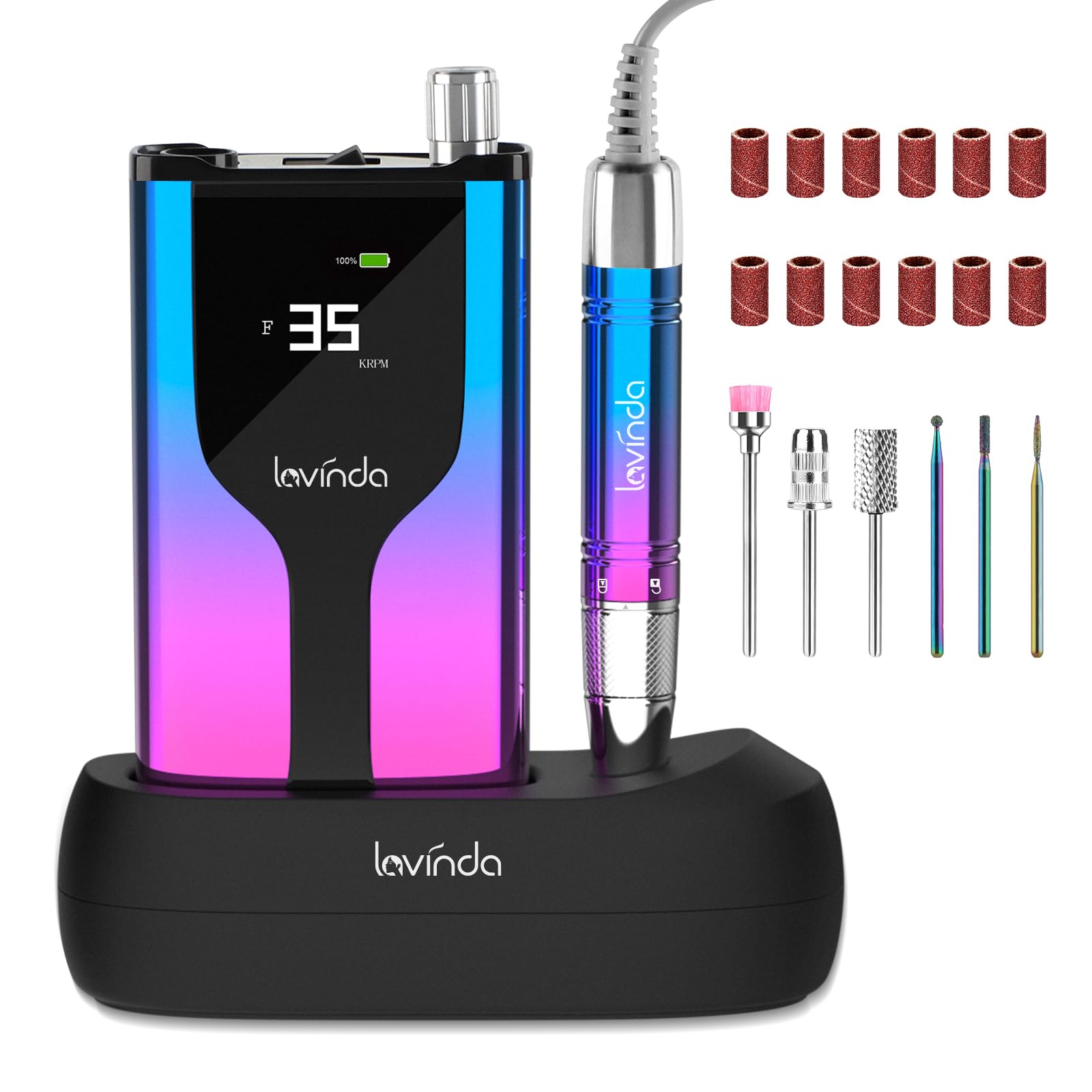 Lavinda Professional Rechargeable Nail Drill Machine, Cordless 35 ...