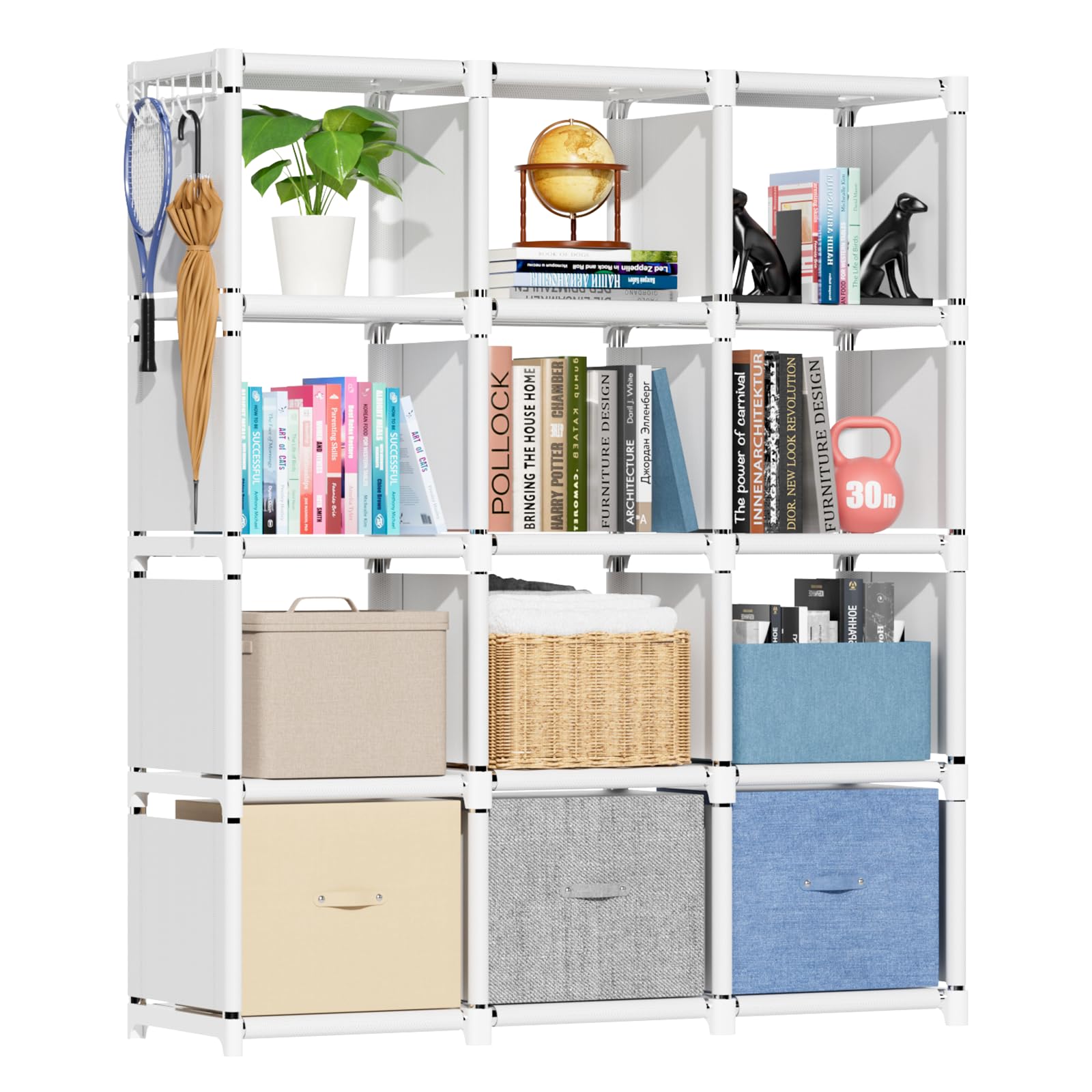 Mavivegue Book Shelf, 12 Cube Storage Organizer, DIY Bookcase, Metal ...