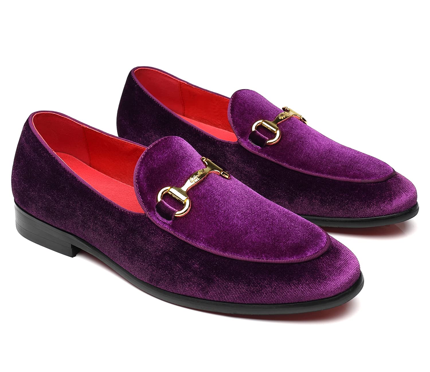 Erphpre Paul Loafers for Men Velvet Dress Shoes of Fashion Gold Buckle ...