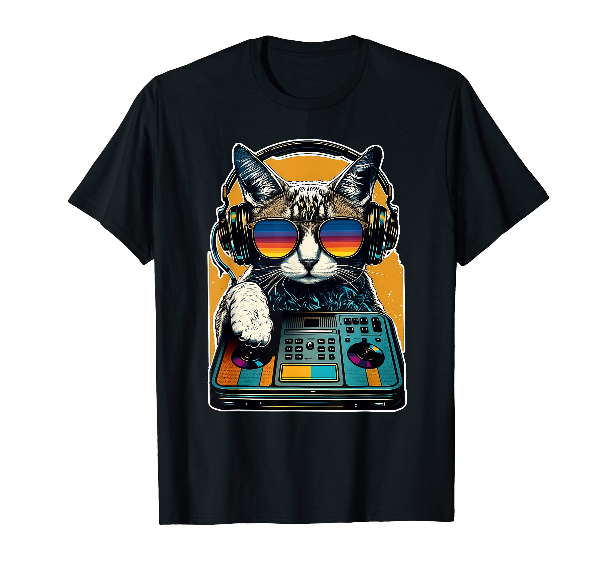 Cat DJ, DJ Cat in Sunglasses, Cat with Headphones T-Shirt for sale ...