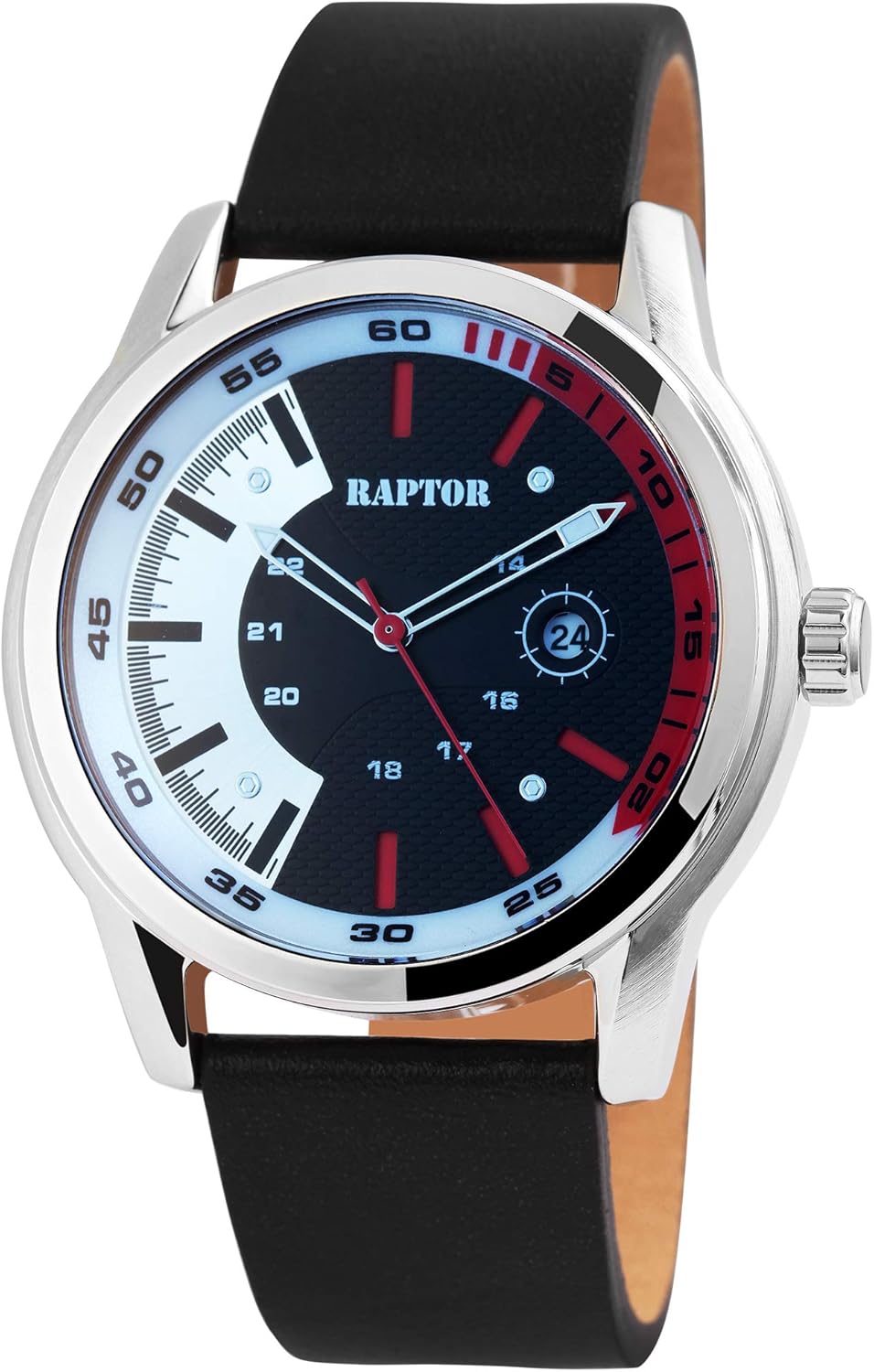 Raptor Herren-Uhr Echt Leder Armband Datum Leuchtzeiger Analog Quarz ...