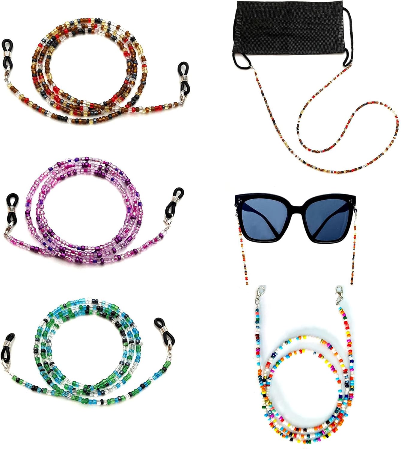 Lidiper 4 Pezzi Catene per Occhiali, Cordoncino Adornato di Perline ...