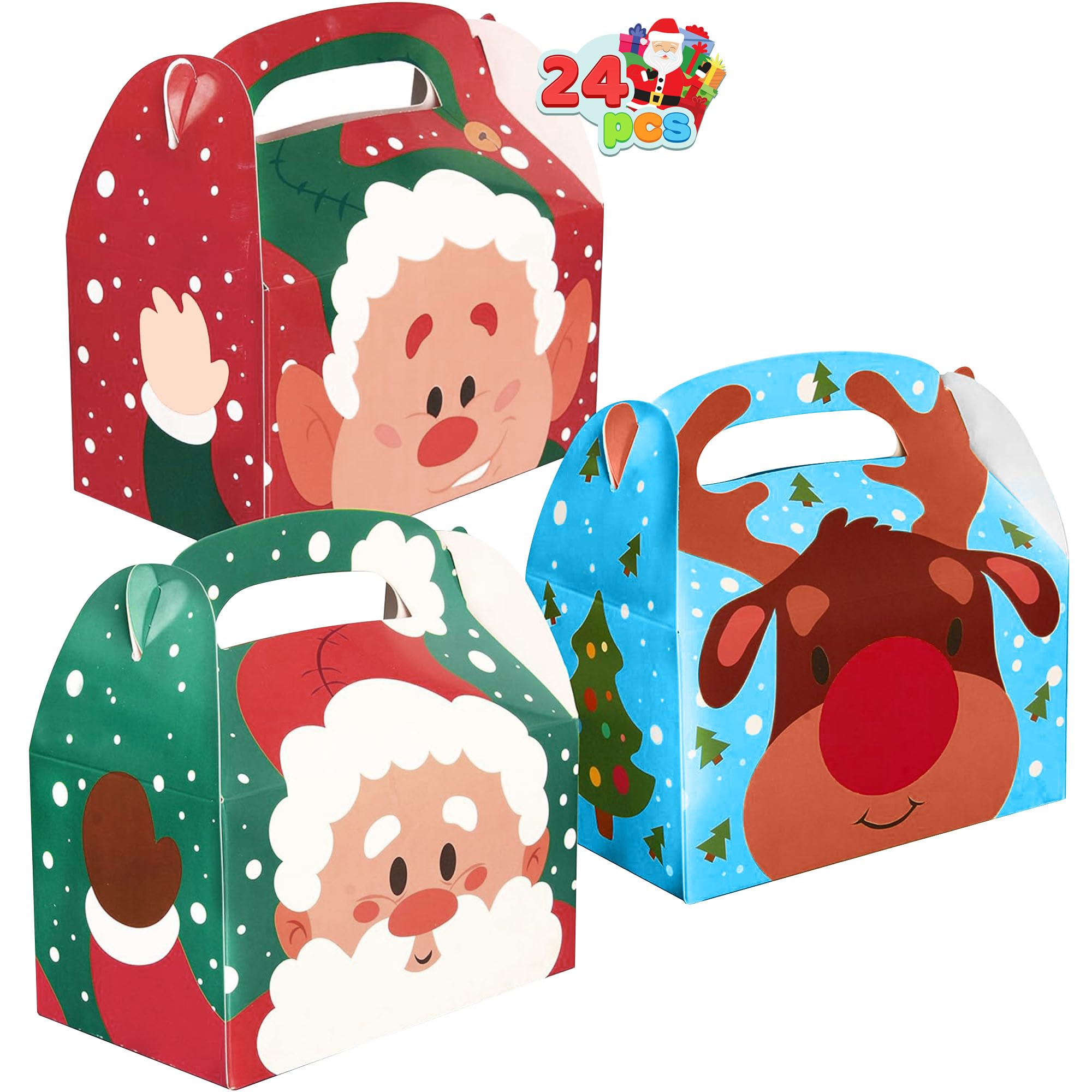 JOYIN 24 PCS 3D Christmas House Cardboard Treat Boxes (6"x6"x3.5") for ...