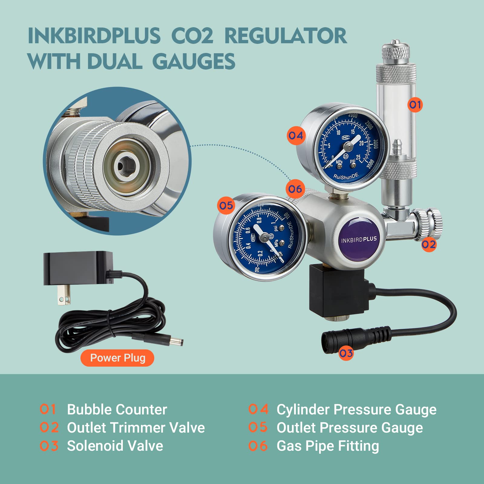 Mua INKBIRDPLUS Aquarium CO2 Regulator 12V DC Solenoid with Big Dual Gauges，Bubble Counter with ...