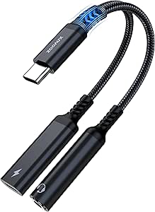 Amazon.com: ZOOAUX USB C to 3.5mm Headphone and Charger Adapter,2 in 1 USB C to Aux Audio Jack ...