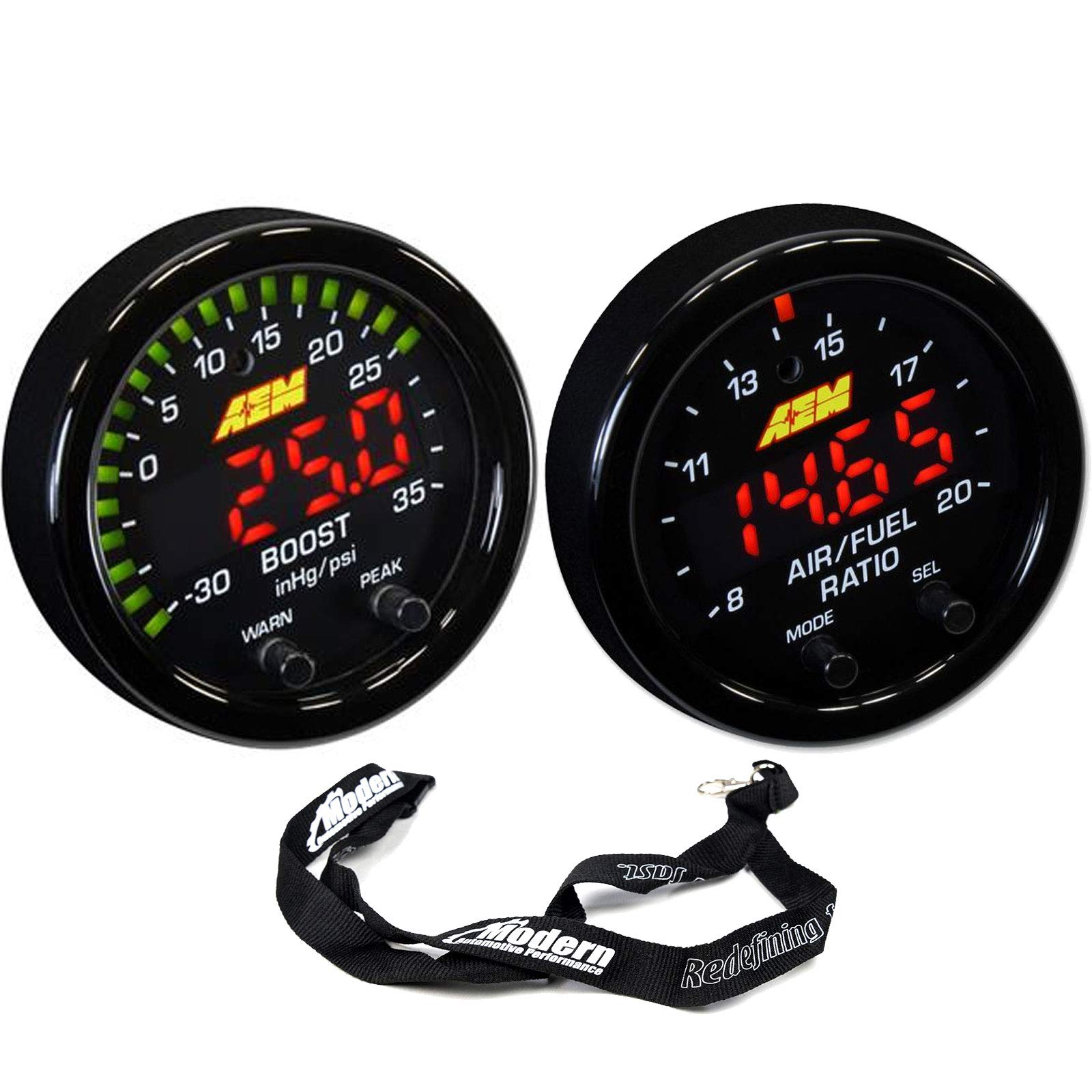 AEM 52mm X-Series Gauge Kit Wideband Air/Fuel UEGO & Boost Pressure ...