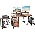 Amazon.com: Furologee Computer Desk and Printer Stand, Desk with Power ...