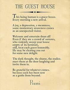 Amazon.com: Rumi Quote The Guest House Poem by Rumi Inspiring Poem ...