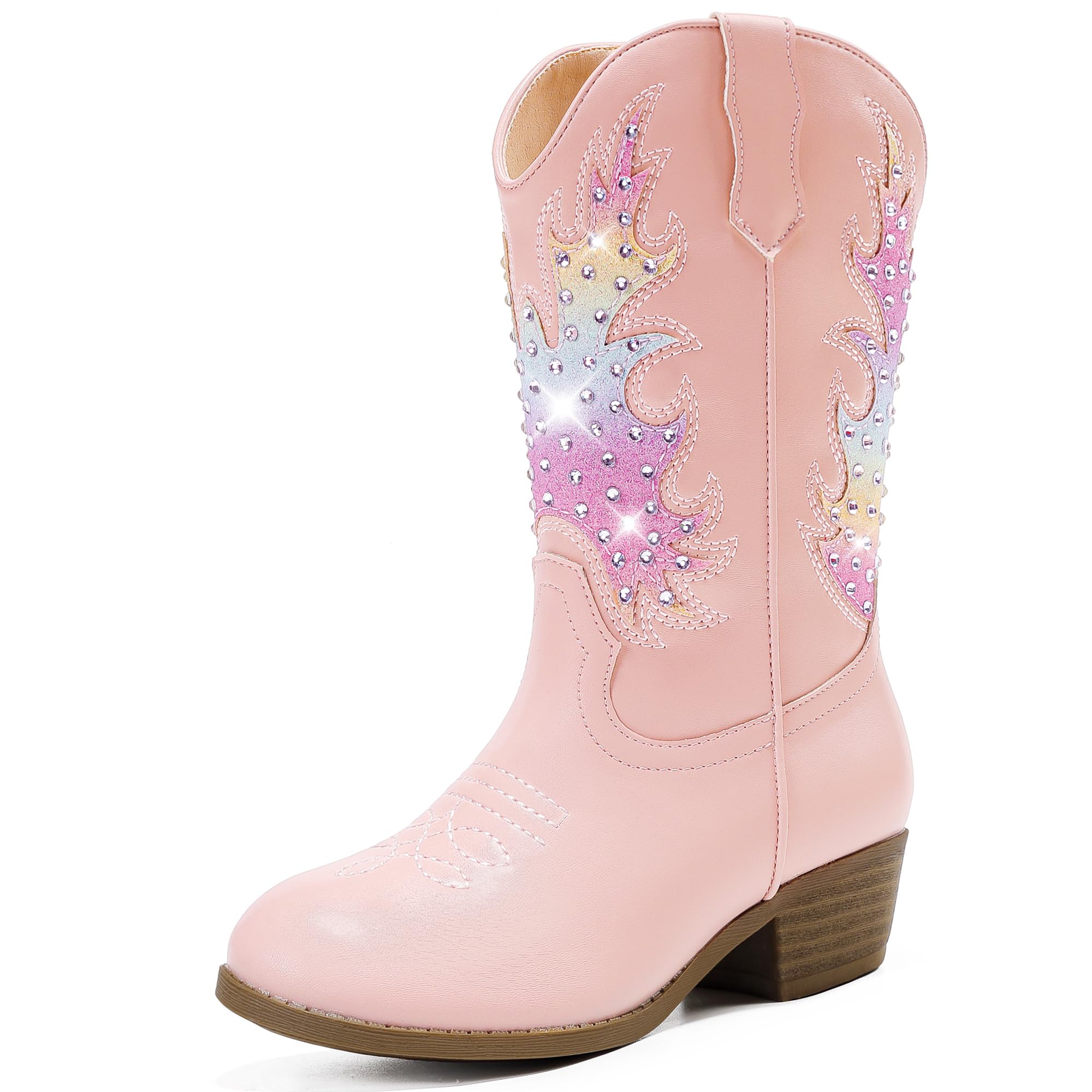 Motasha Kids Pink Cowgirl Boots Girls Cowboy Boots Glitter Sparkly ...