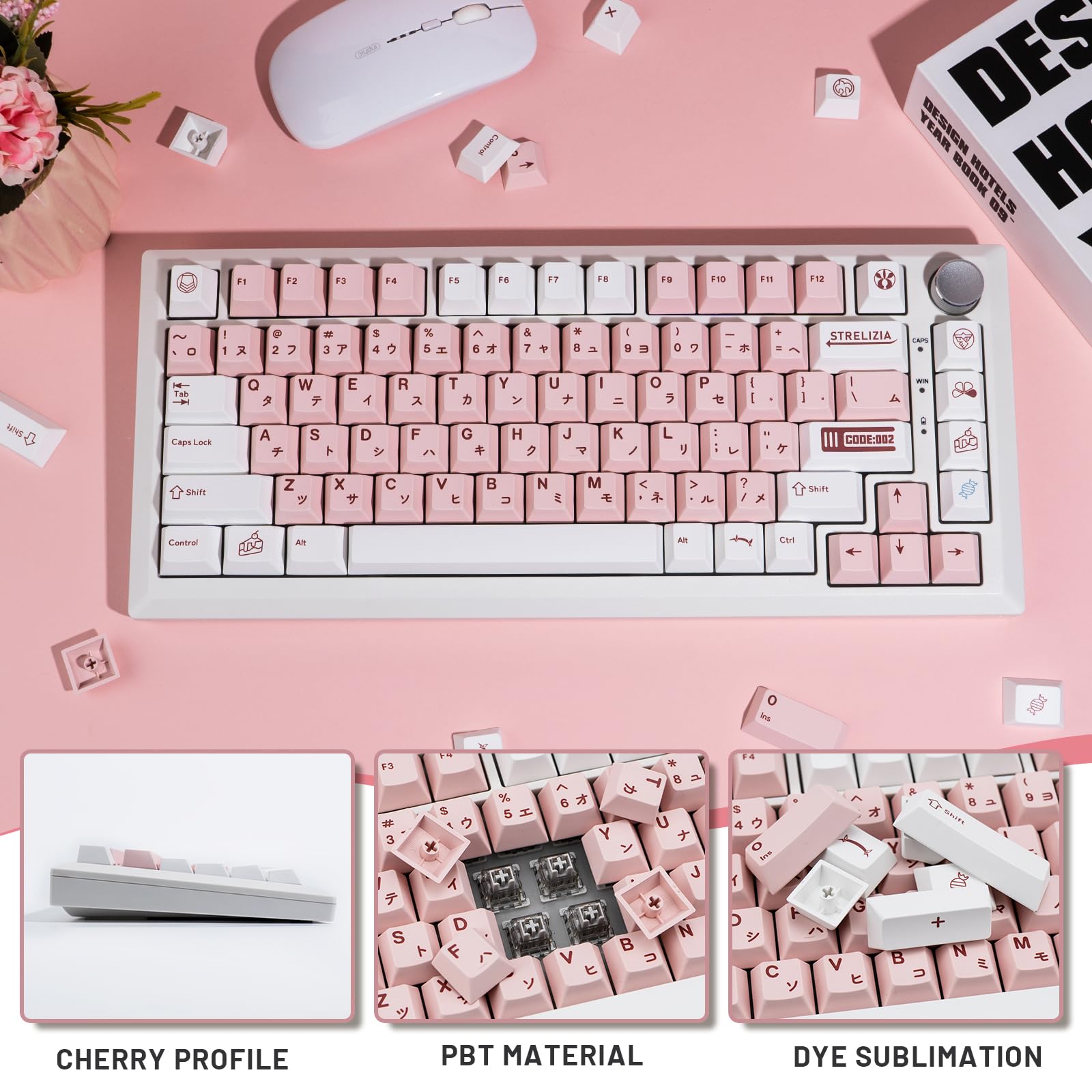 Mua GEKUCAP PBT Japanese Keycaps 116 Keys Dye Sublimation Pink Cute ...