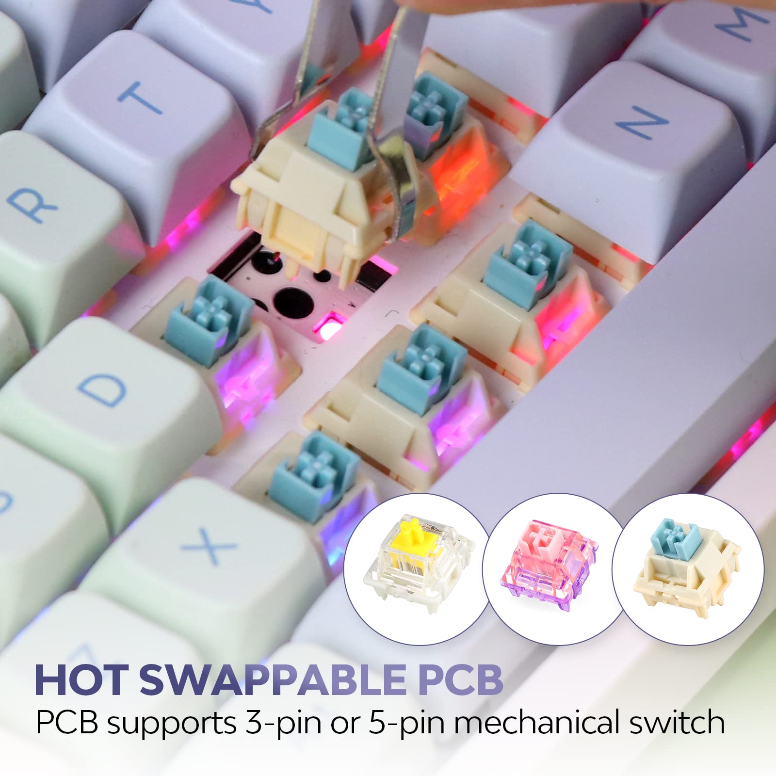 Mua Epomaker TH66 Pro 65% Hot Swappable RGB 2.4Ghz/Bluetooth 5.0/Wired ...