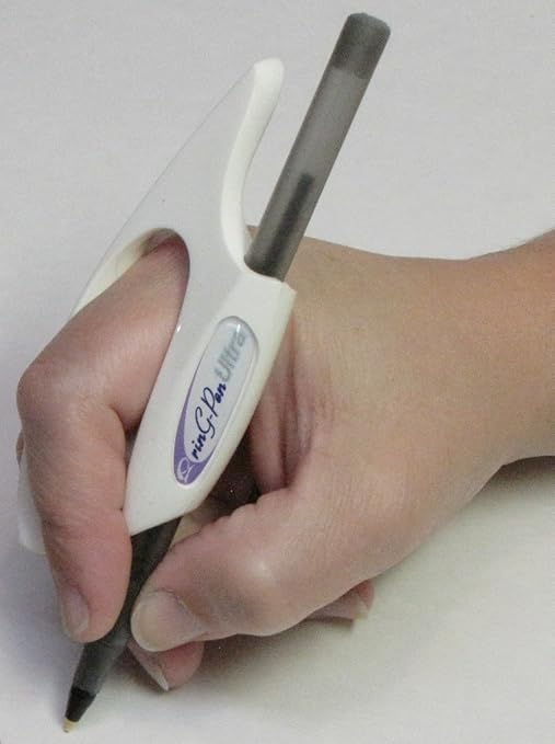 RinG-Pen Ultra--Grip Support For Writing and Art Tools (Medium, White ...