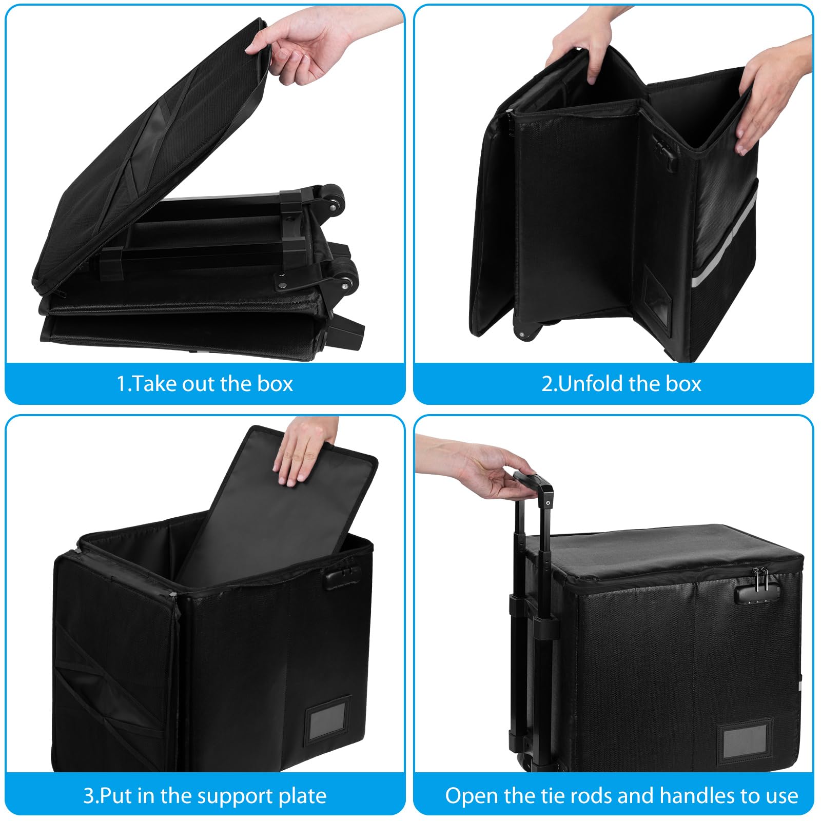Mua Fireproof File Box with Wheels and Telescopic Handle, Foldable ...