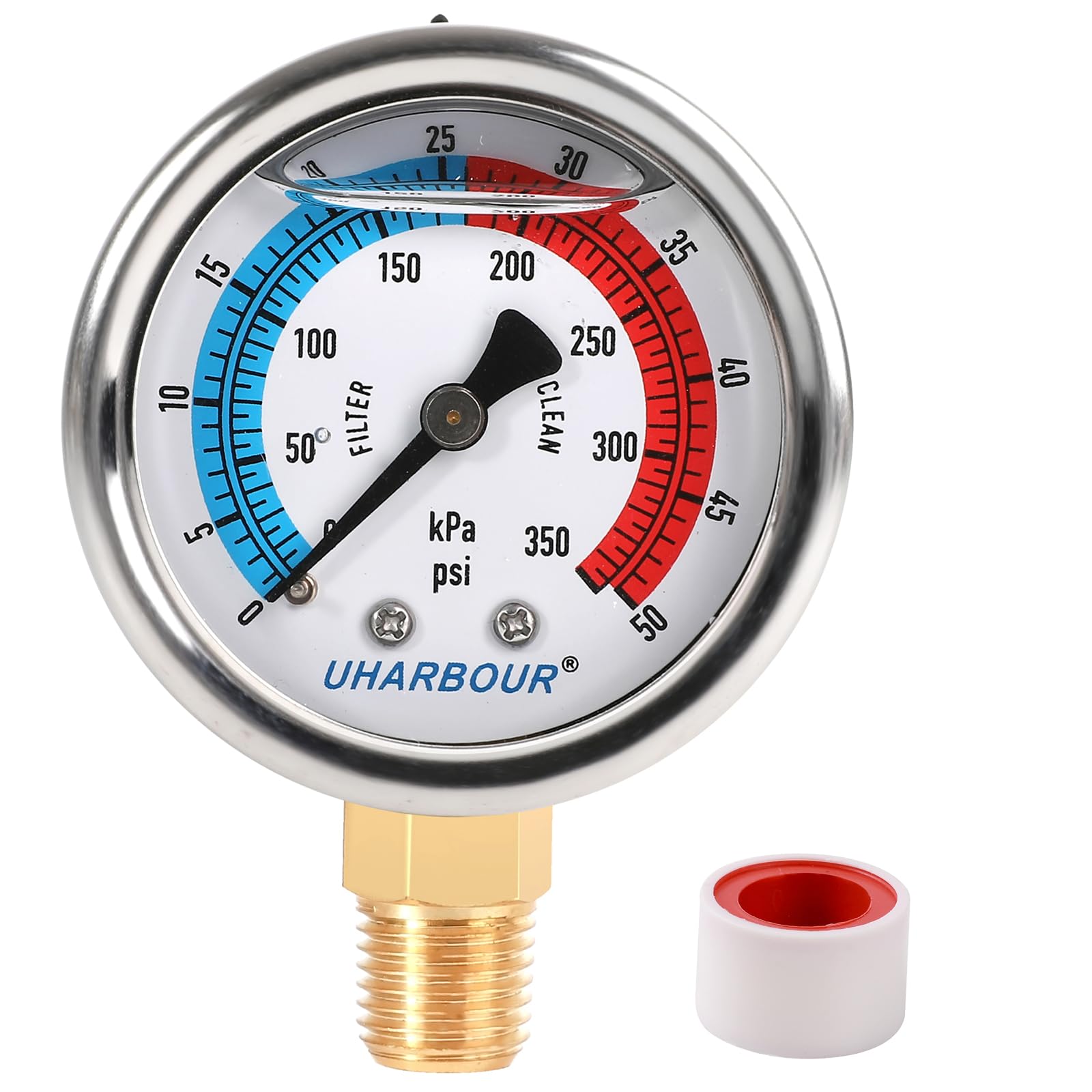 Mua UHARBOUR Water Pressure Gauge, Glycerin Filled Pool Filter Pressure ...