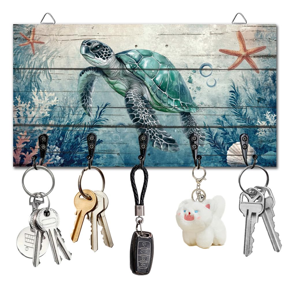 DELORIGIN Sea Turtle Ocean Key Holder Key Hooks Organizer Hanger Rack ...