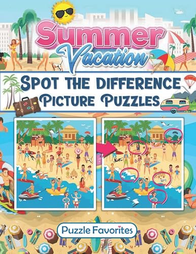 Summer Vacation Spot the Difference Book: Features fun beach, camping ...