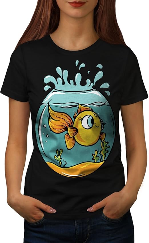 Wellcoda Fish in Aquarium Nature Womens T-Shirt, Casual Design Printed ...