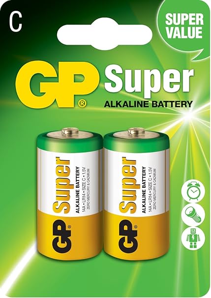 GP Batteries LR14 1.5 V SUPER Alkaline Baby C Battery (Pack of 2 ...