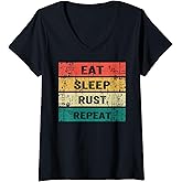Amazon.com: EAT SLEEP RUST REPEAT Funny Gaming Sports Meme T-Shirt ...