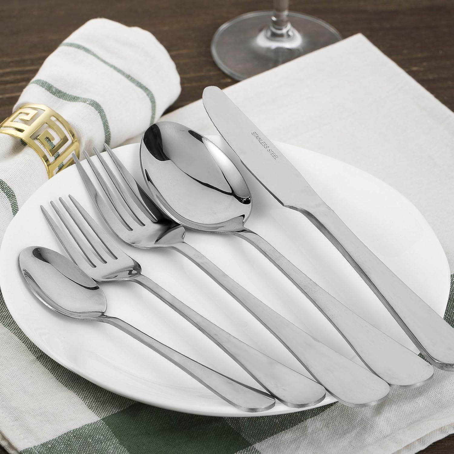 MingHing 20 Piece Stainless Steel Cutlery Set, Mirror Finish Tableware ...