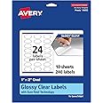 Amazon.com : Avery Glossy Clear Oval Labels, Sure Feed Technology, 1" x ...