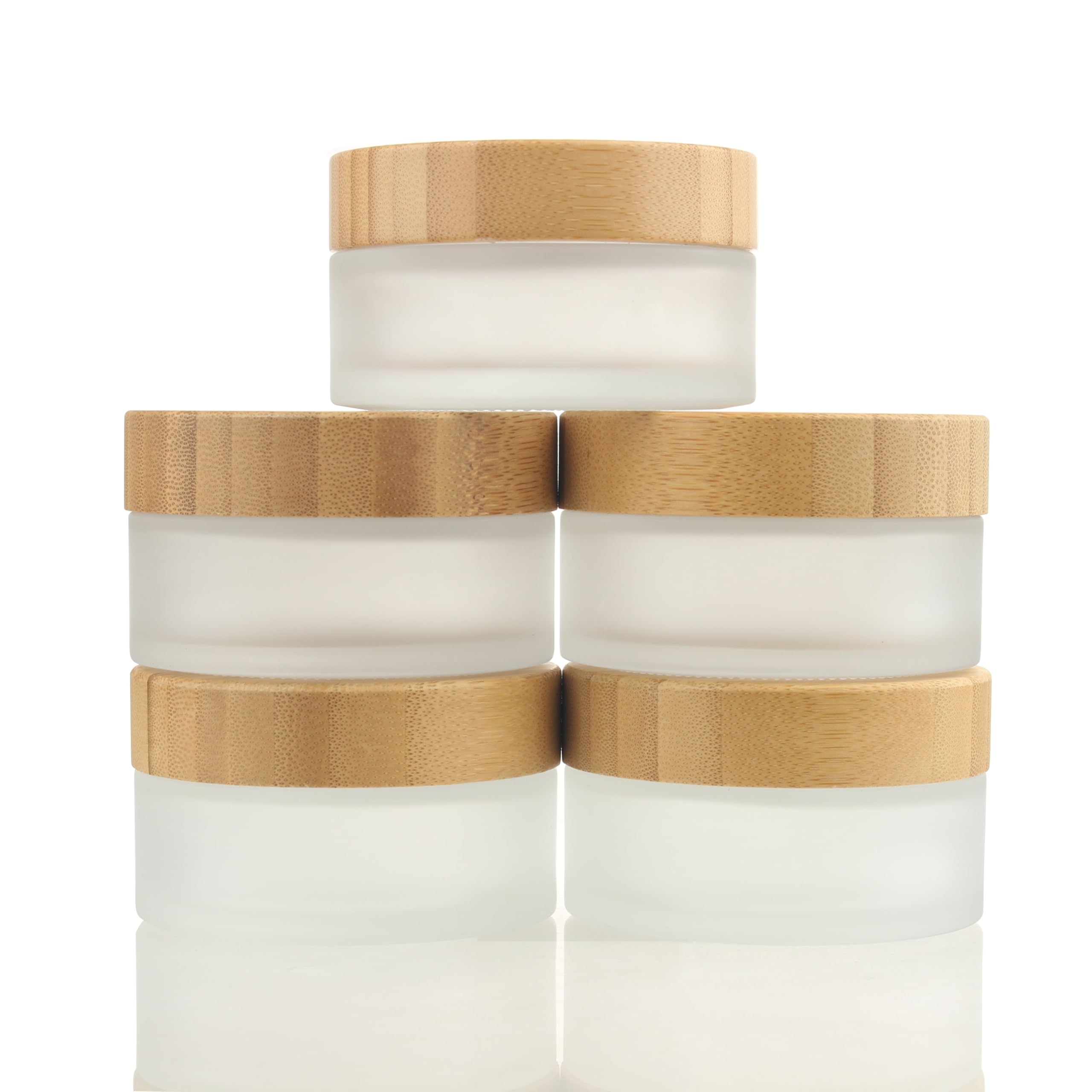 COSIDEA 5pcs Empty 3.33 OZ/100g Round Clear Glass Jars with Bamboo lids ...