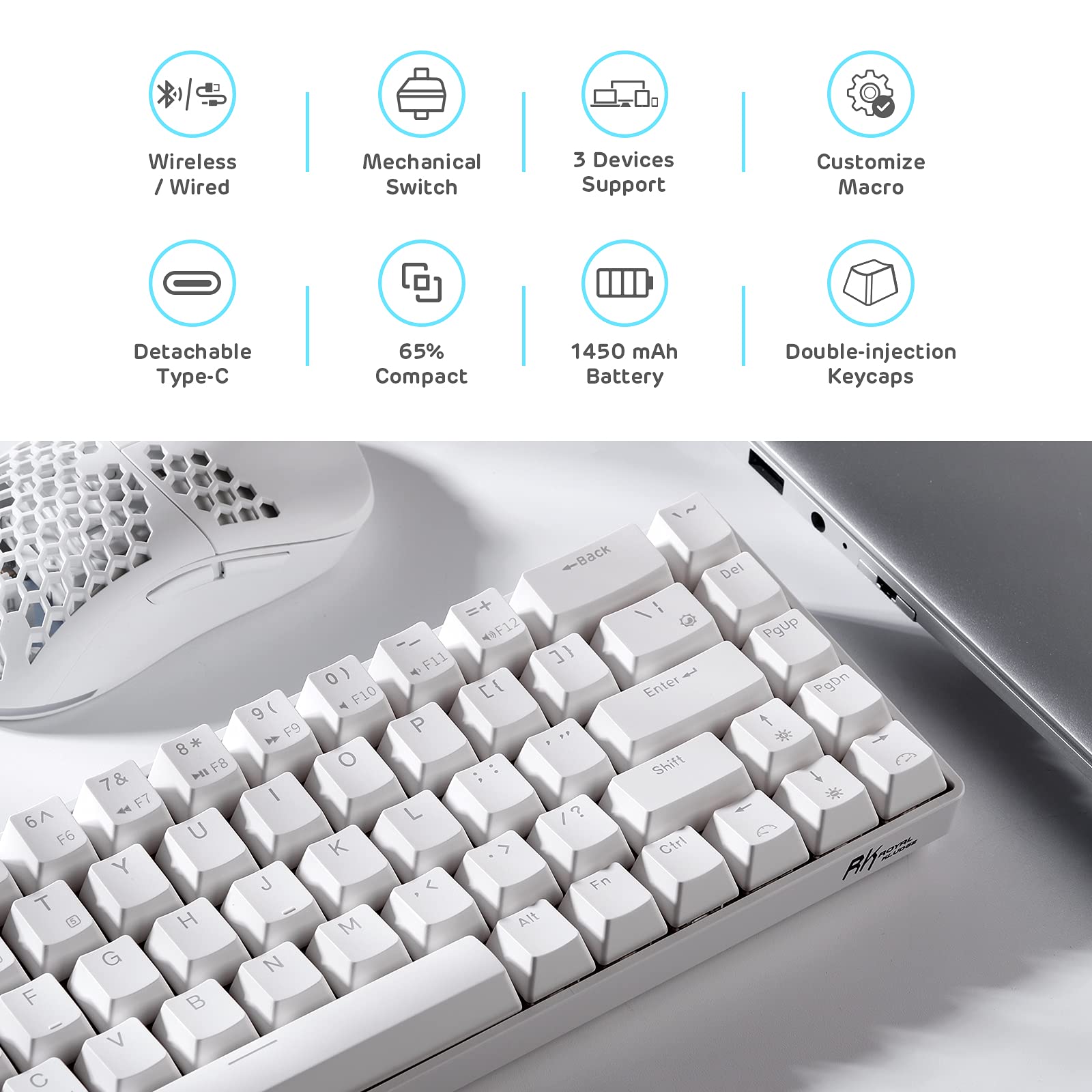 Mua RK ROYAL KLUDGE RK68 Wireless Hot Swappable 65% Mechanical Keyboard ...
