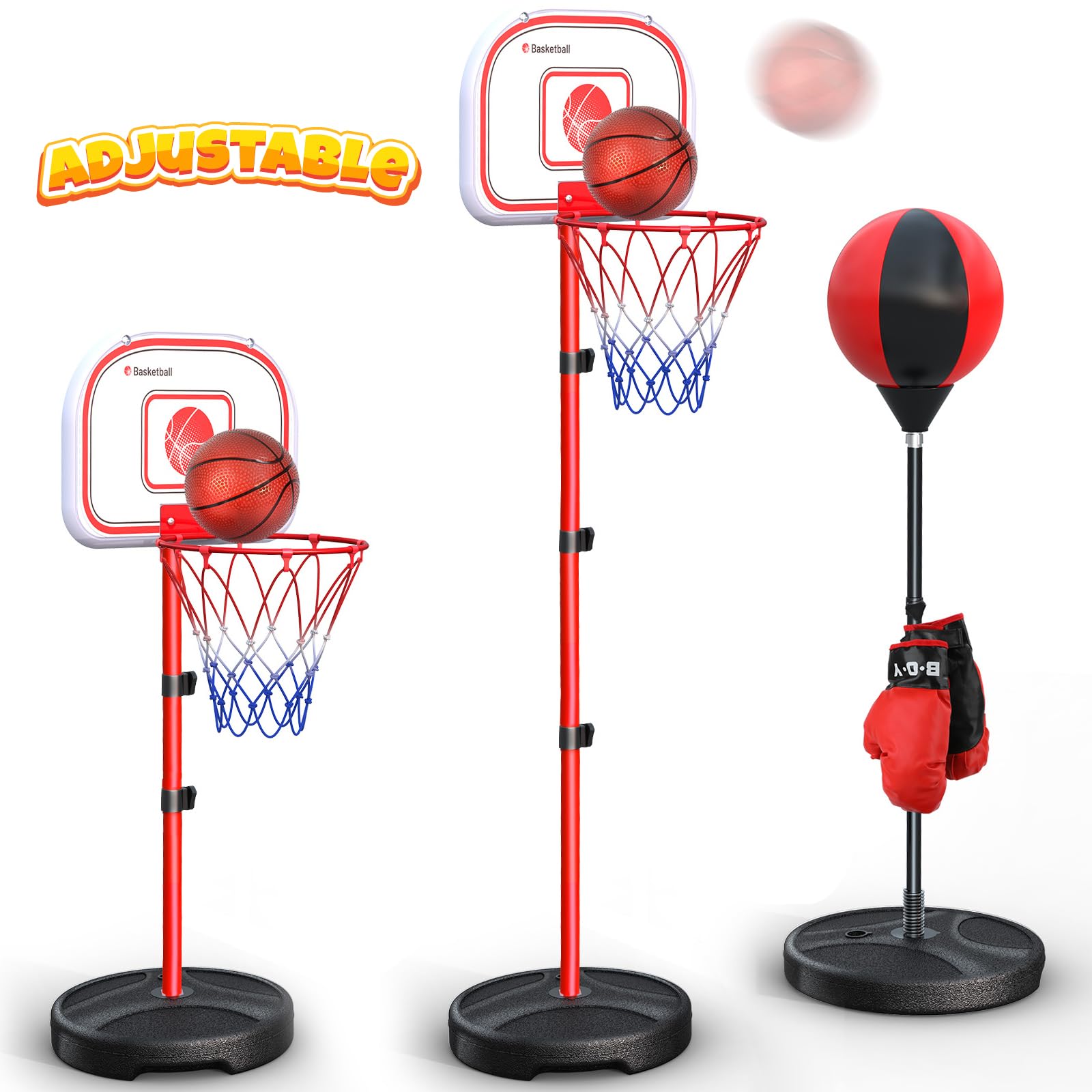 HopeRock 2 in 1 Kids Basketball Hoop and Punching Bag,Adjustable Stand ...