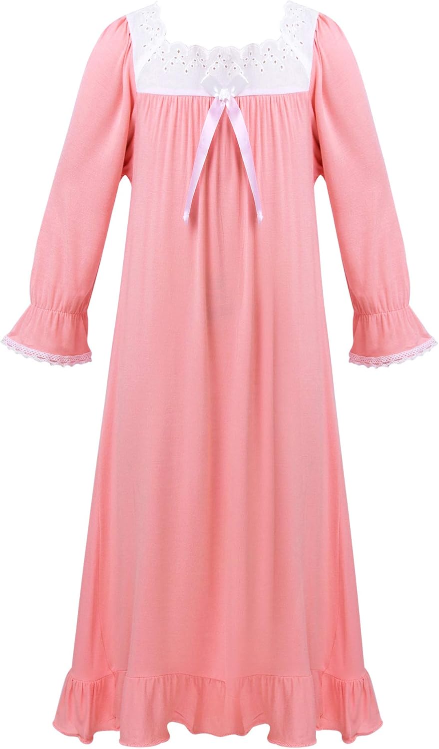 inlzdz Kids Girls Long/Short Sleeve Cotton Vintage Victorian Nightie ...