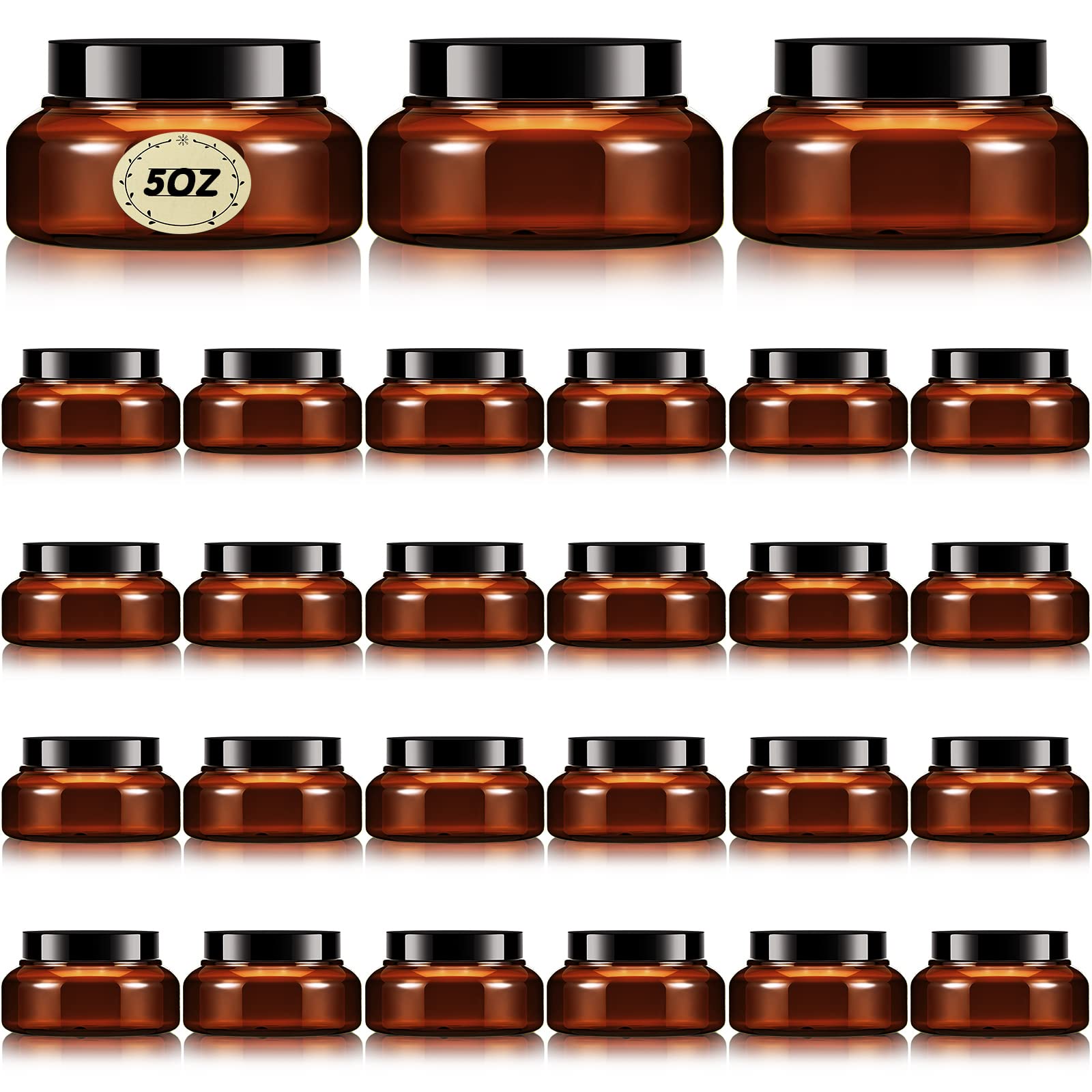 Tessco 24 Pack Plastic Jars with Lids Labels Plastic Containers Round ...