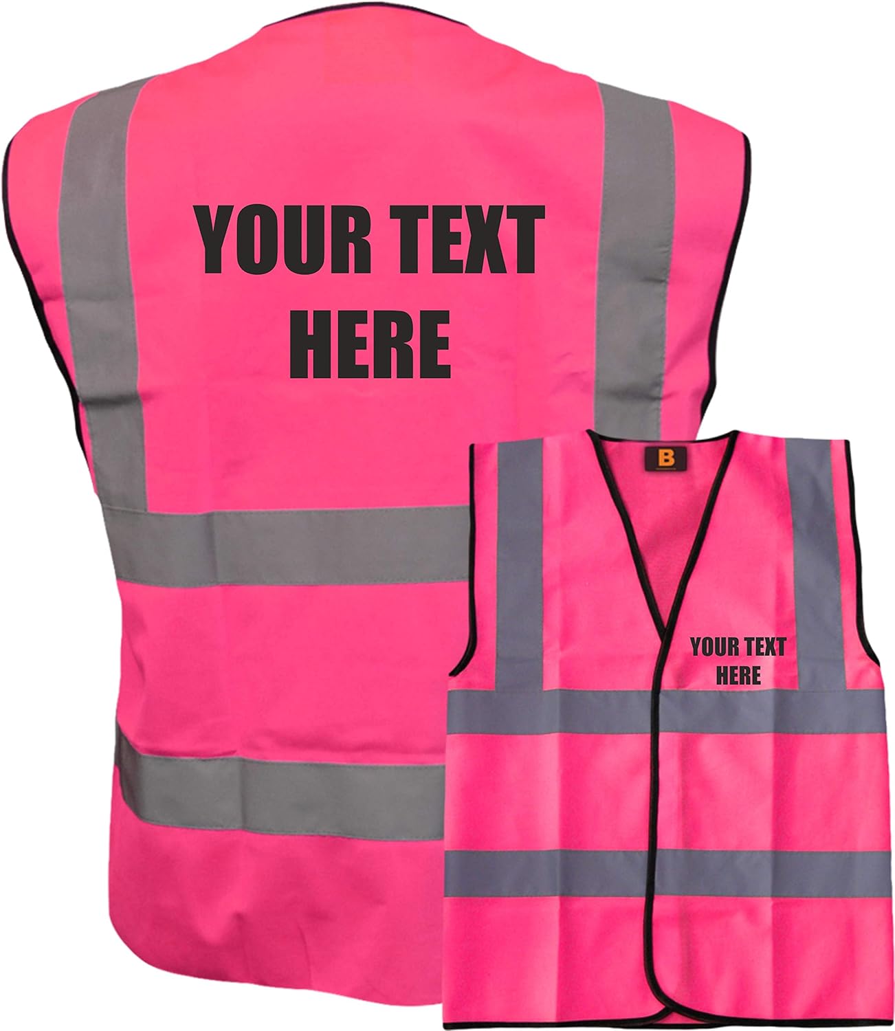 Personalised Custom Printed Pink Hi Vis Hi Viz Safety Vests Waistcoats ...