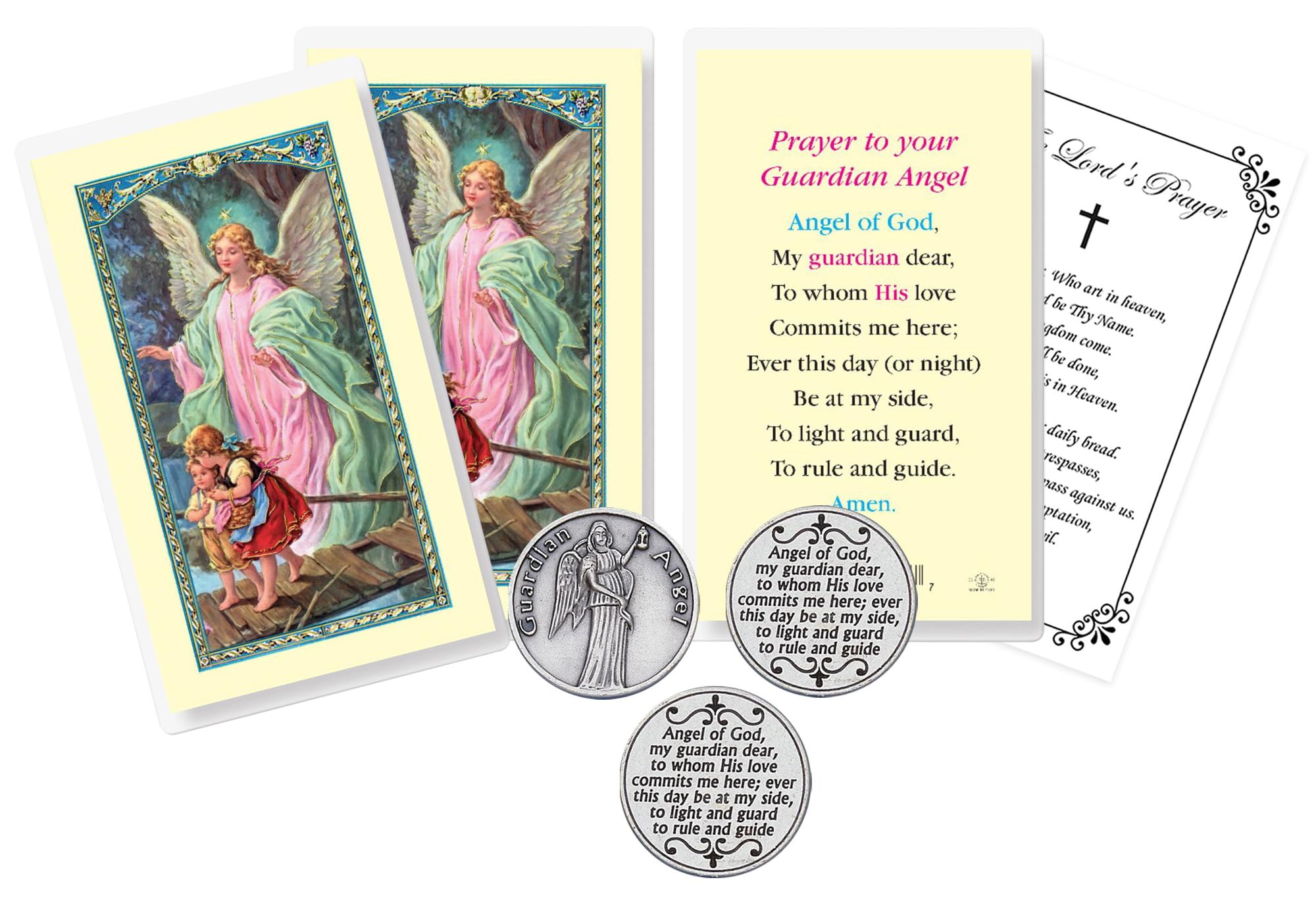 Mua Guardian Angel Coin - Laminated Catholic Prayer Card Set, Italian ...