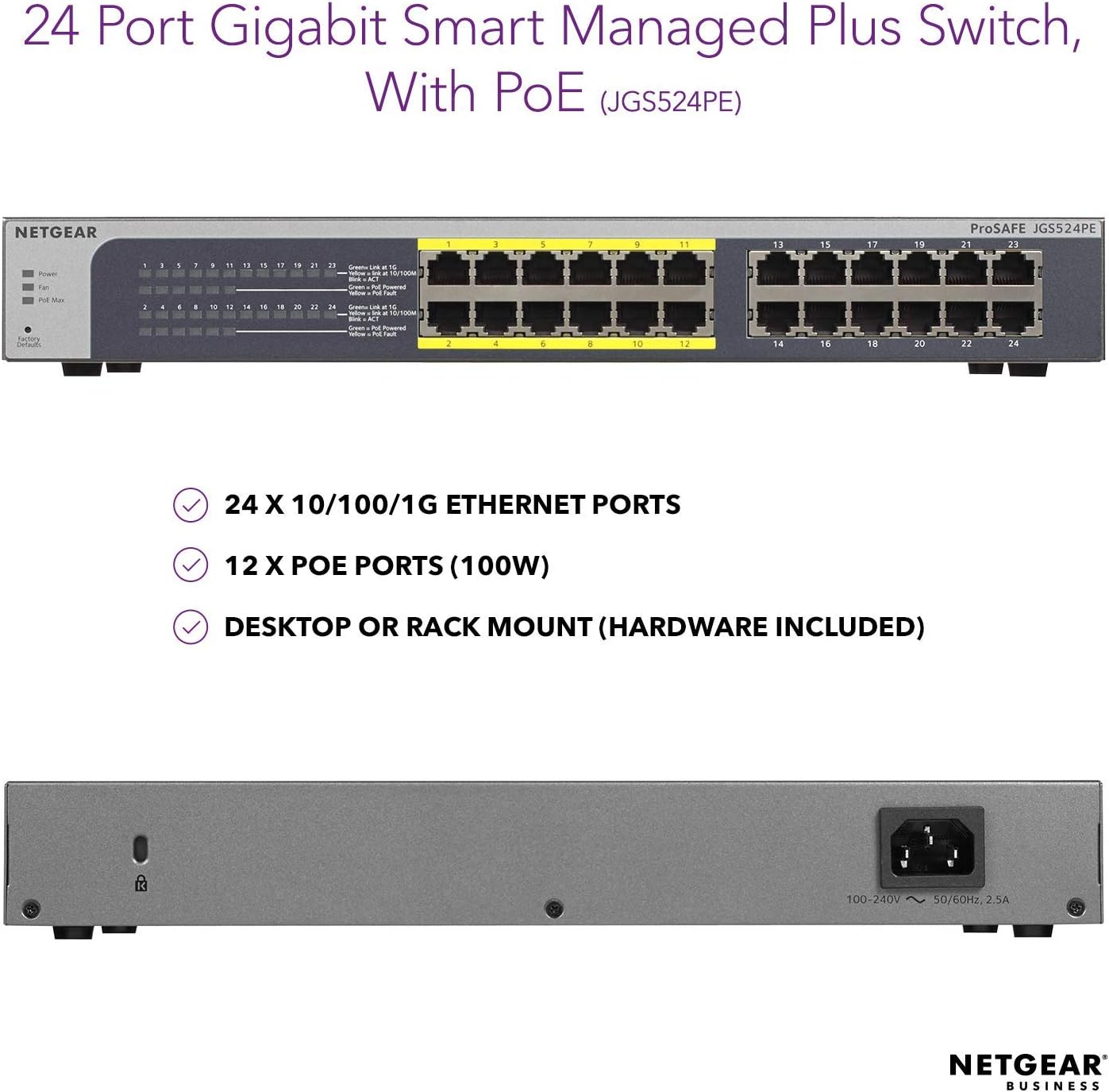 NETGEAR PoE Switch 16 Port Gigabit Ethernet Plus Network Switch ...