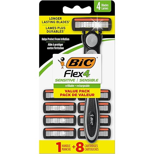 BIC Flex 4 Refillable Razors for Men, Long-Lasting 4 Blade Razors for ...