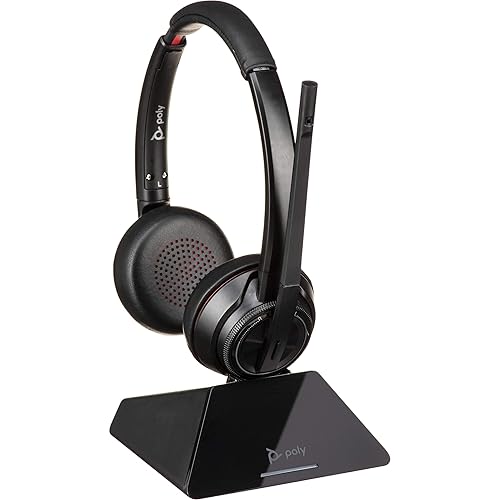 Poly Savi 8220 UC DECT Wireless Headset System- Connects to Computer ...