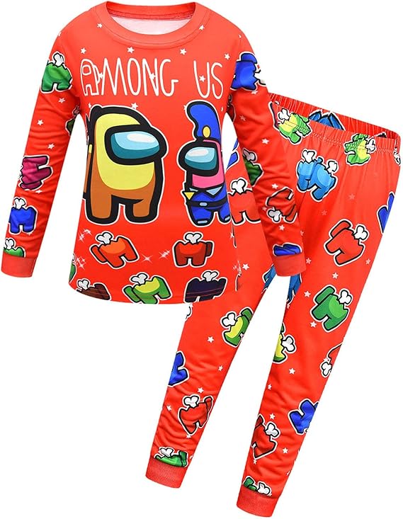 Girls Long Sleeve Fashion Among Us Creepy Role Print Pajamas Set 2 pcs ...