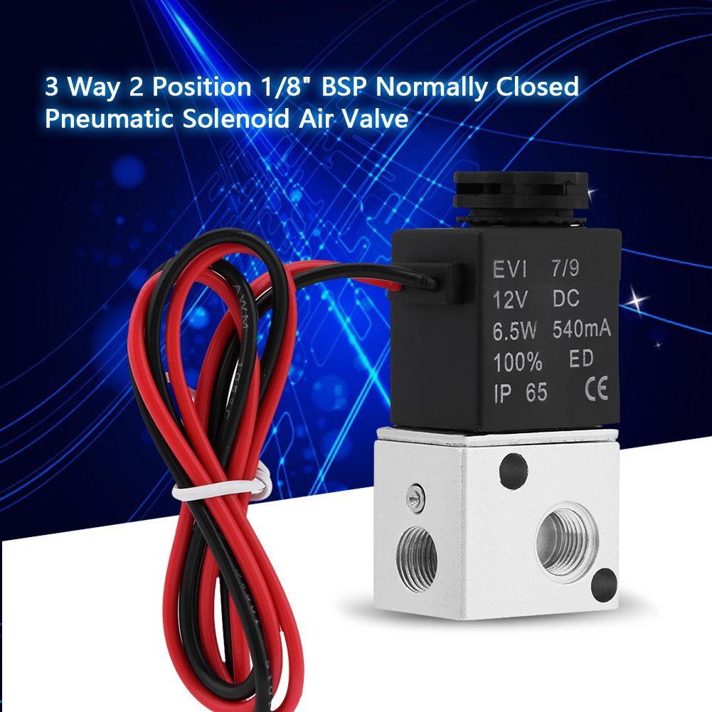 3V1-06 DC 12V/24V 3 Way 2 Position 1/8 BSP Normally Closed Pneumatic Solenoid Air Valves DC12V ...