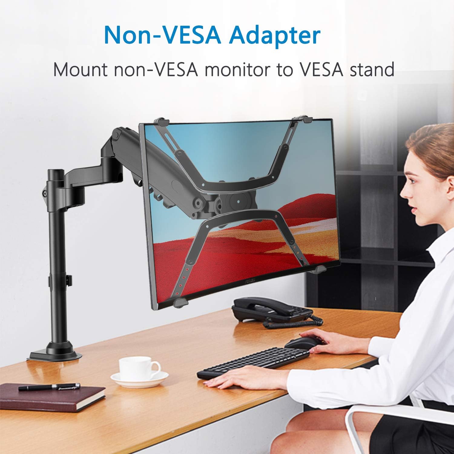 HUANUO Non-VESA Adapter Monitor Arm Mounting Kit for 17″ – 27″ LED LCD ...