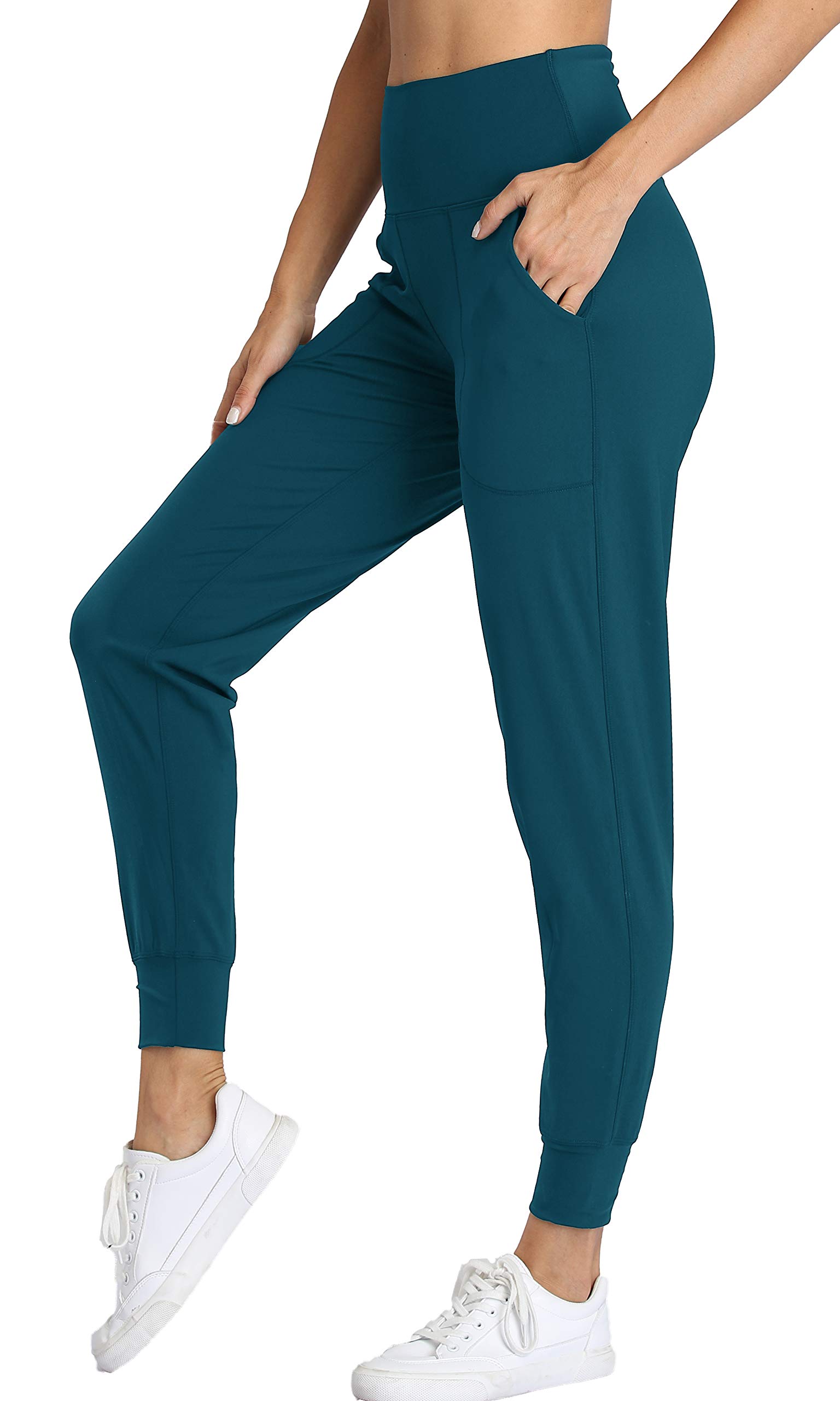 Oalka Women's Joggers High Waist Yoga Pockets Sweatpants Sport Workout ...