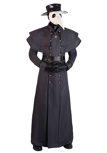 Men's Classic Plague Doctor Costume with Mask, Hat, Gloves, & Cross ...