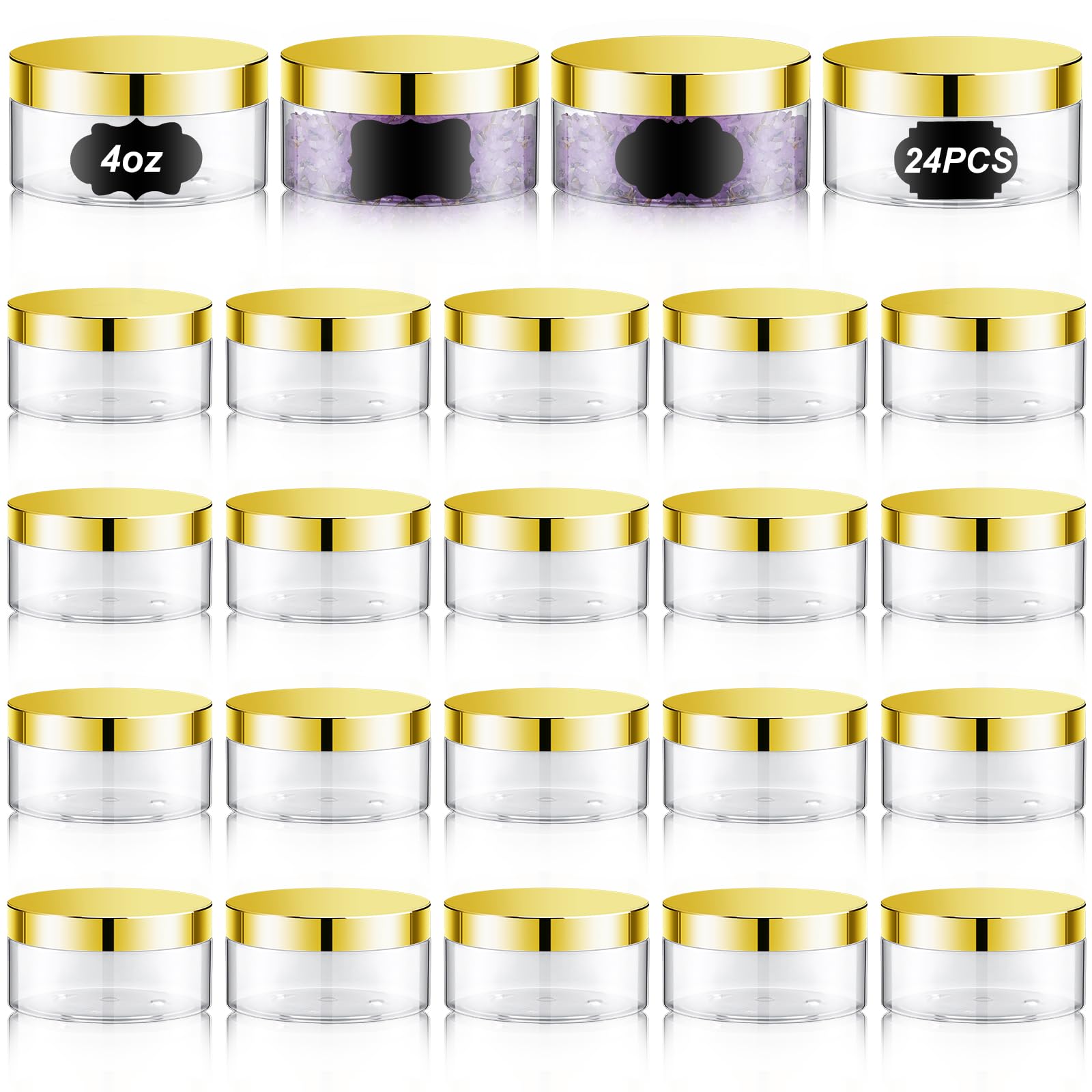 Dandat 24 Pcs Plastic Jars with Lid and Label PET Cosmetic Containers ...