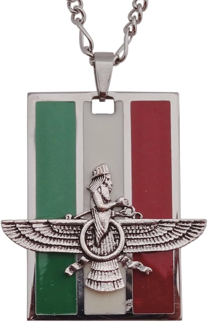 Asoodehdelan Farohar Farvahar Necklace Iranian Persian Zoroastrian Flag ...