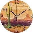 Amazon.com: susiyo Desert Cactus at Sunset Wall Clock 9.8 Inch Silent ...
