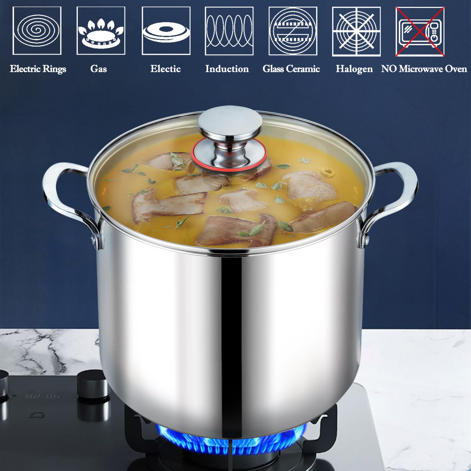 Mua P&P CHEF 12 Quart Stainless Steel Stockpot with Glass Lid, Extra ...