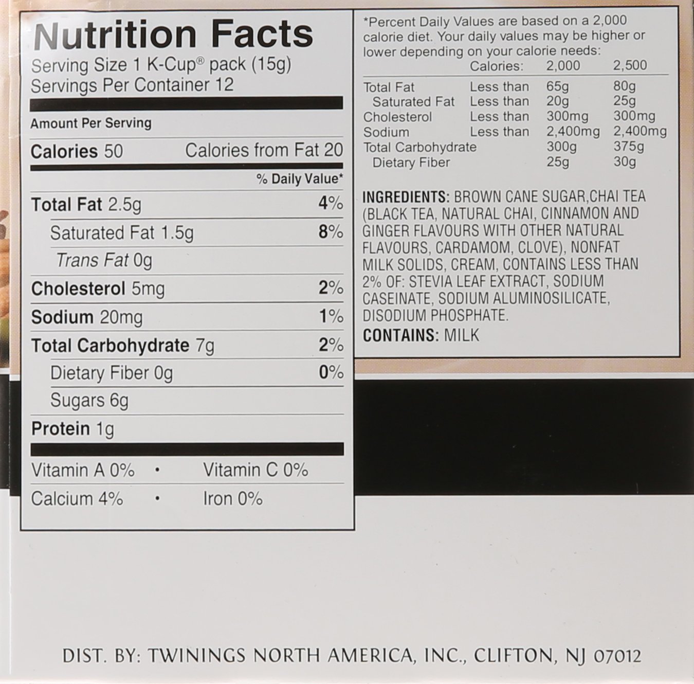 Twinings Chai Tea Calories at Jeremy Fenner blog