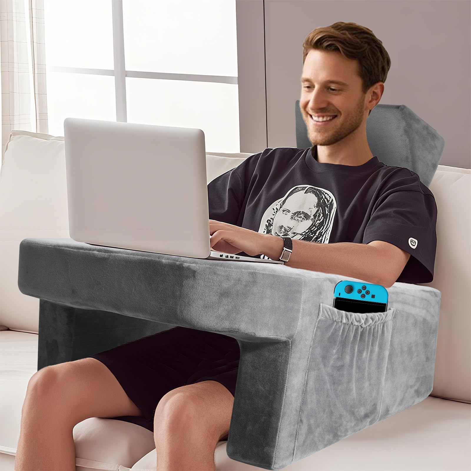 Numola Lap Desk Pillow, Adjustable Height Laptop Pillow with ...