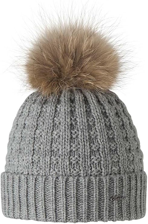 Barts - Bonnet Gris Pompon Fourrure véritable Modèle ado 10/18 Ans ...